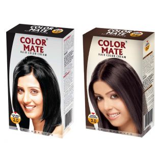 Buy Color Mate Hair Color Cream Natural Black + Dark Brown Online ...