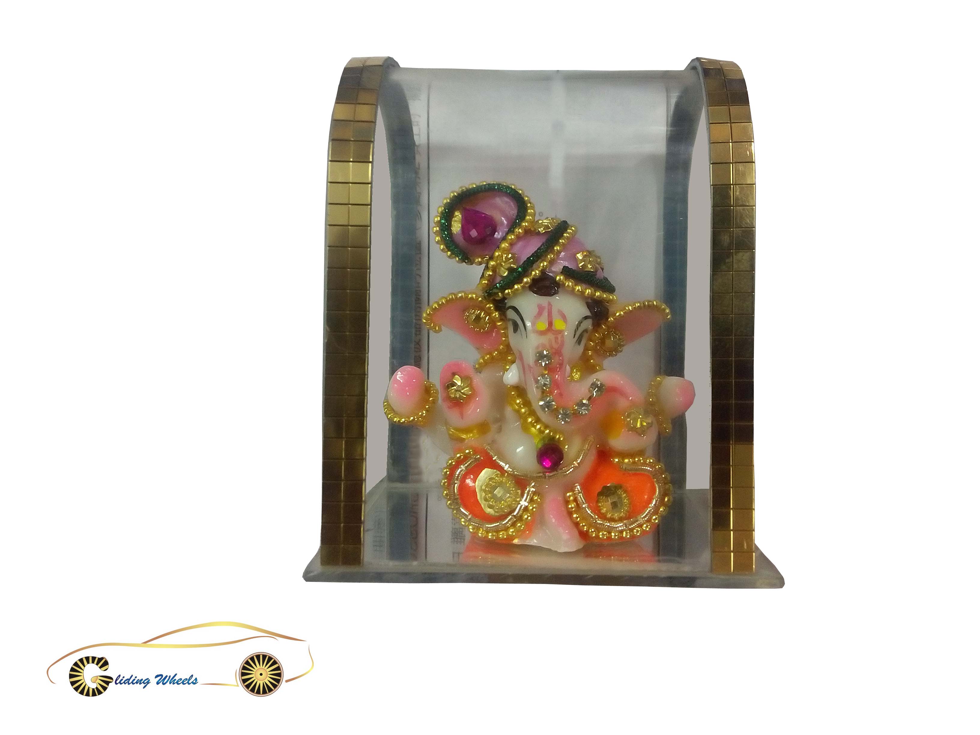 Buy Gliding Wheels Multicolour Glass Frame Box Ganesh Ji God Idol for ...