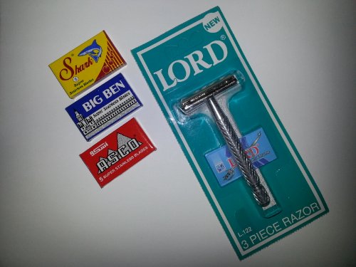 Buy LORD TECH Double Edge SAFETY Razor + 15 BLADES SHARK ASCO BIGBEN ...