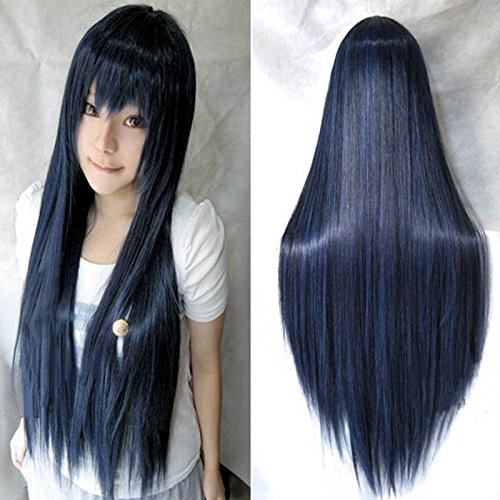 Buy Womens/Ladies 80cm Black Blue Color Long STRAIGHT Cosplay/Costume ...