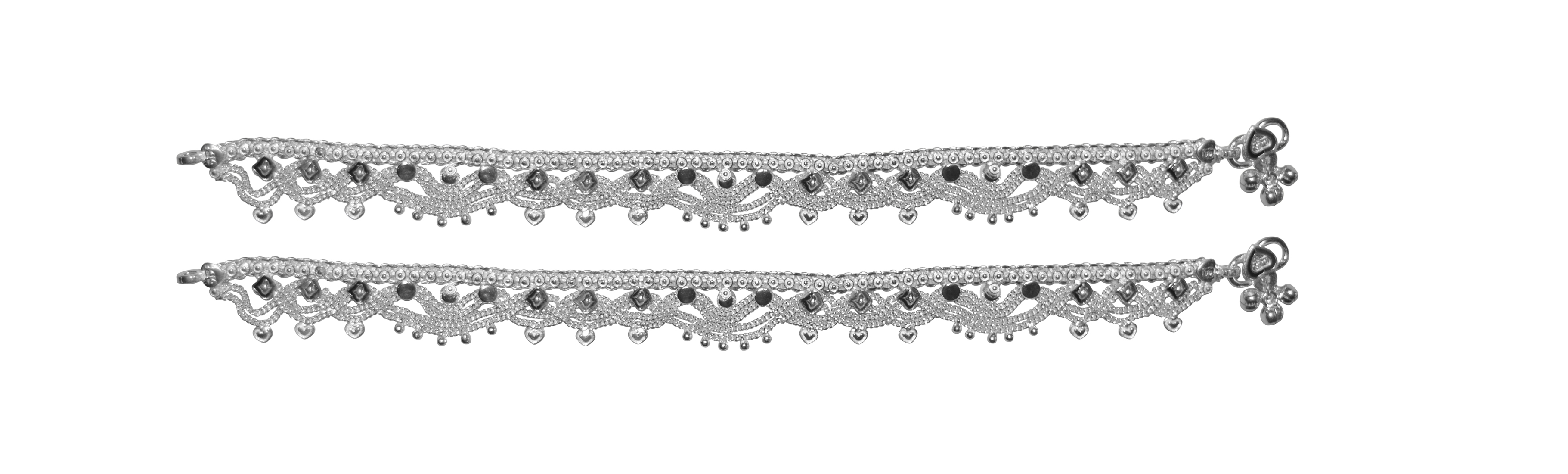 Buy Kataria Jewellers Contemporary Pair of Payal/Pajeb Silver Anklet ...