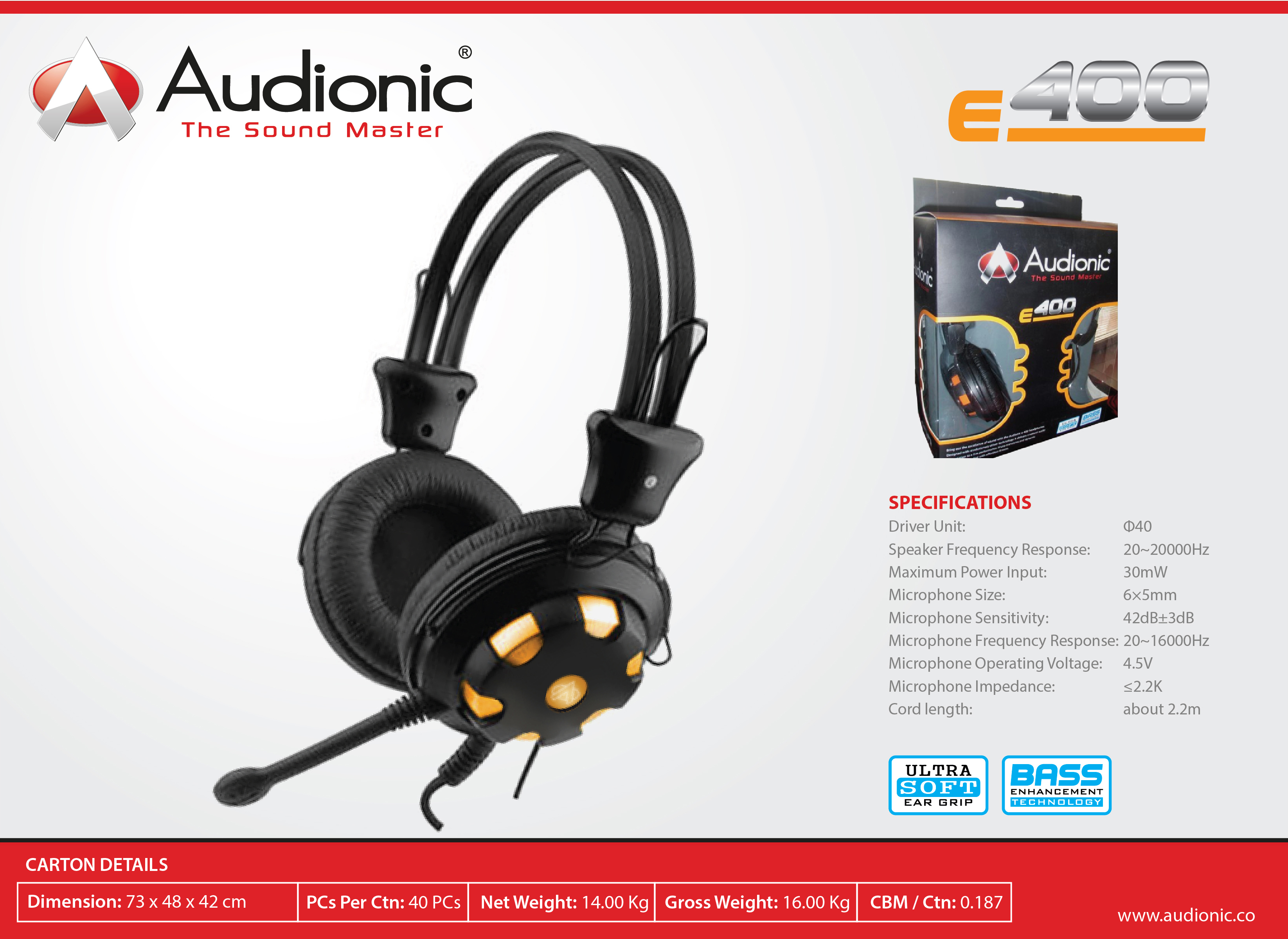 Buy Audionic E 400 Over Ear Headphones with Microphone Online @ ₹999 ...