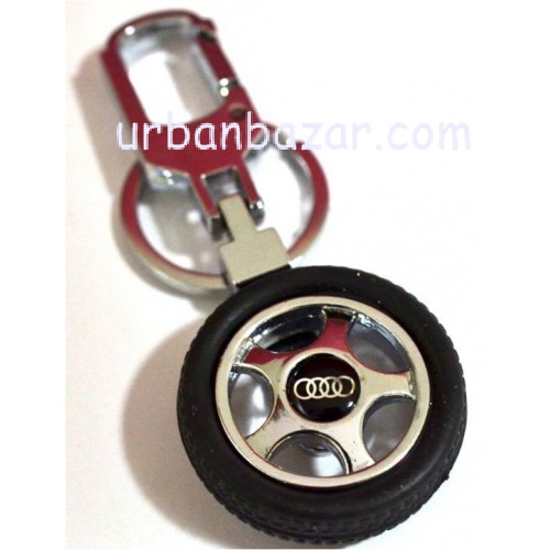 AUDI Rotary Wheel Tyre Keychain Car Bike Logo Key Chain A4 A6 A7 A8L Q3 ...