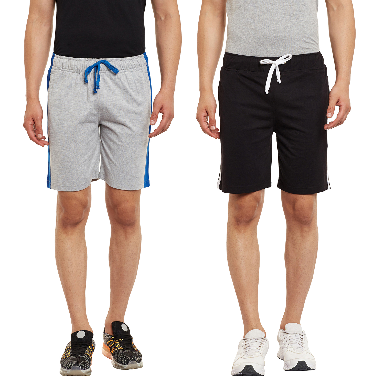 Buy HAIG-DOT Men's Light Grey and Black Cotton Shorts Combo (Pack of 2 ...