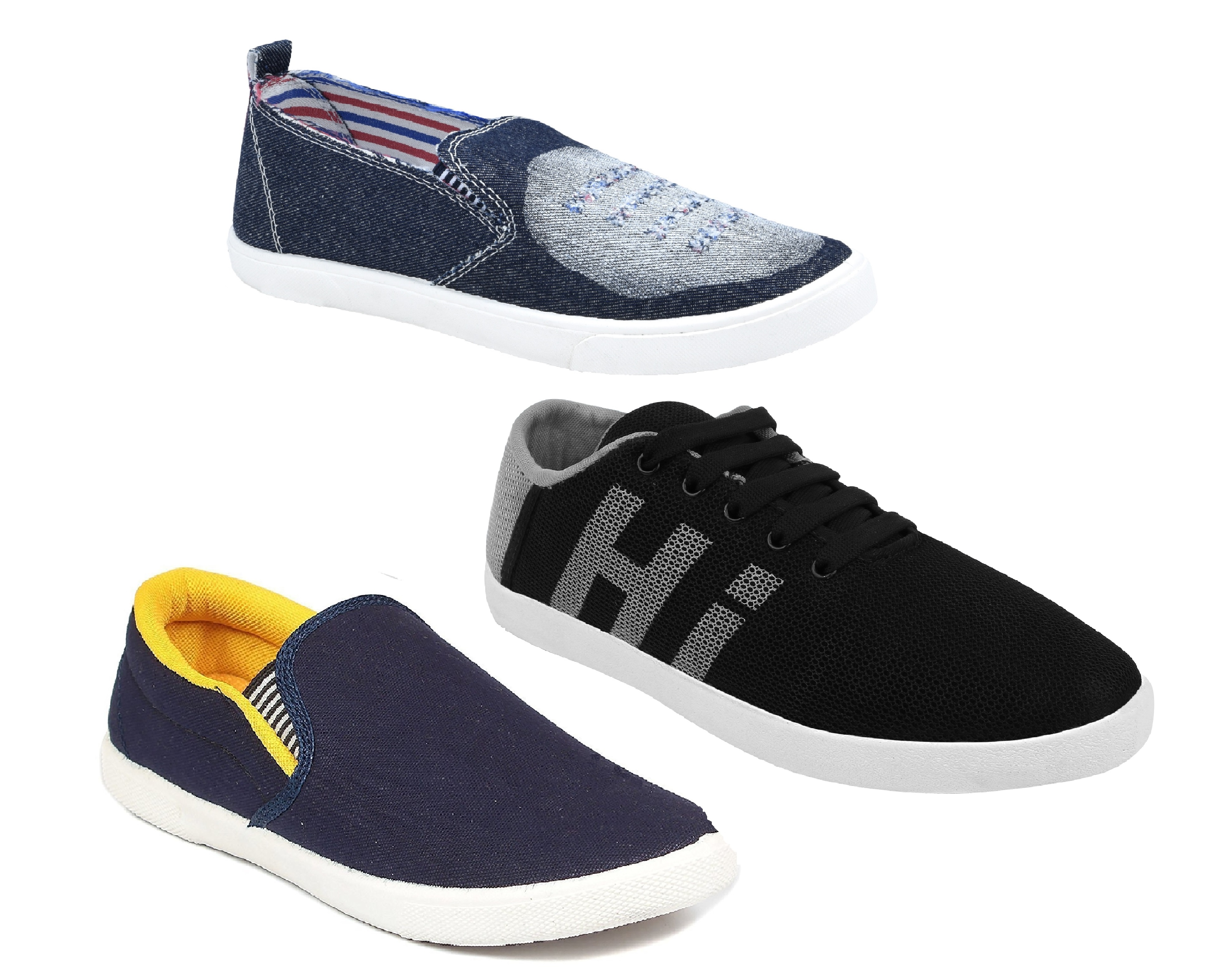 Buy Chevit Men's Trio COMBO Of 3 Casual Loafers, Sneakers Shoes ...