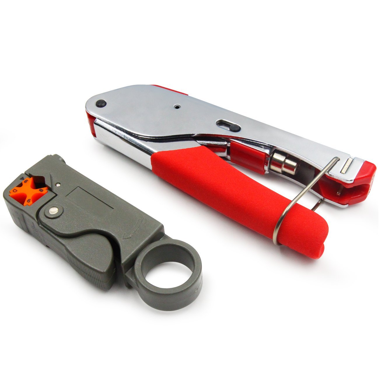 Buy Coax Cable Crimper, Coaxial Compression Tool Kit Wire Stripper ...
