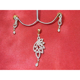Buy Amazing flower pattern gold and american diamond Pendle set Online ...