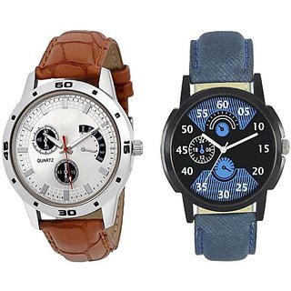 Buy Varni Retail Sporty Blue Lorem With Cronograph Dial Brown Leather ...