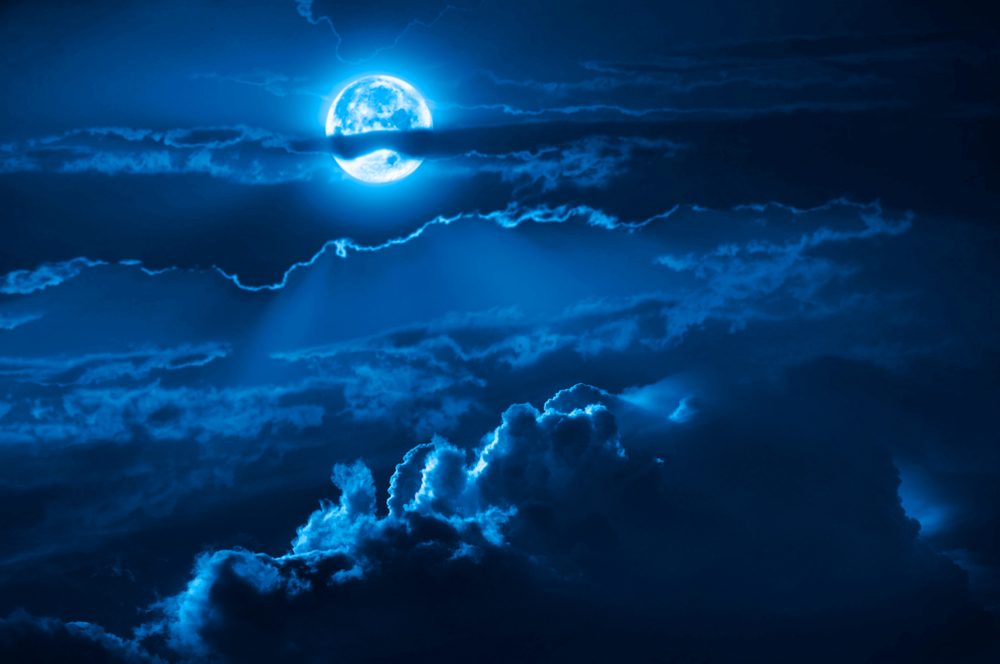 Buy beautiful blue moon |size:12x18 inch |Sticker Paper Poster, 12x18 ...