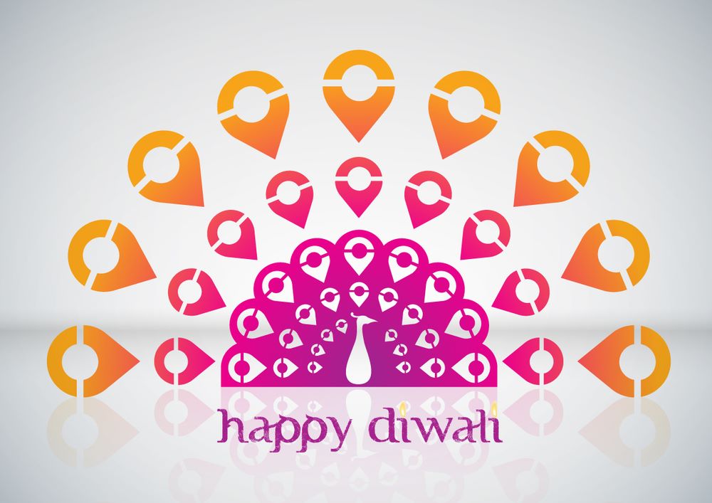 Buy peacock design happy diwali M |12x18 inch|sticker paper poster ...