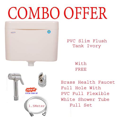 Buy PVC Slim Body Flushing Cistern Flush Tank Ivory 10.Ltr With Brass ...