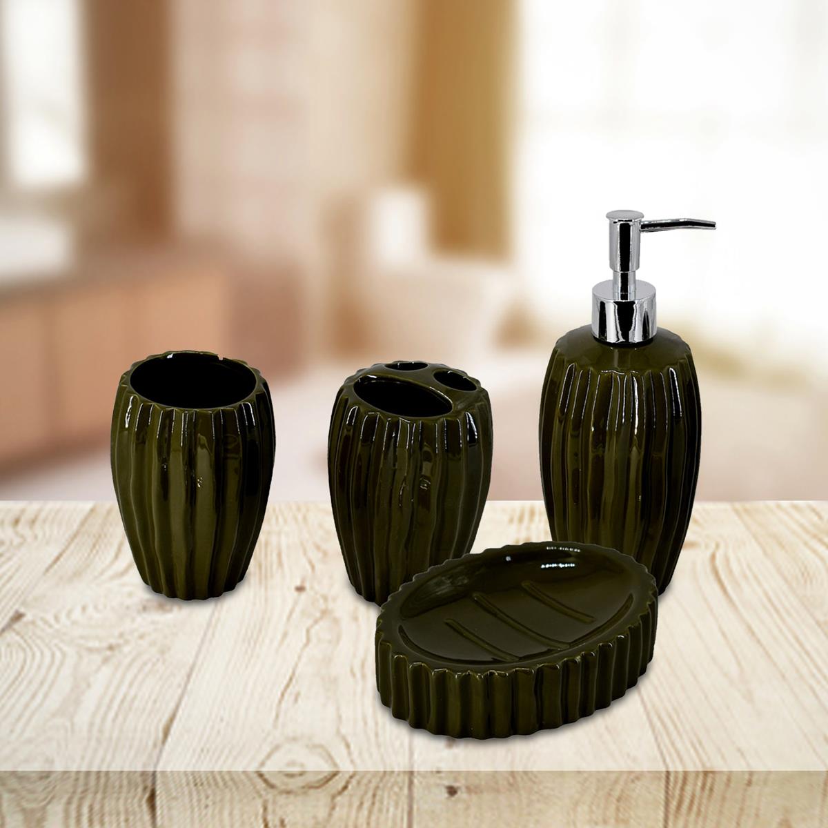 Buy Kookee Ceramic BA Set of 4 - Soap Dispenser, Soap Dish, Tumbler ...