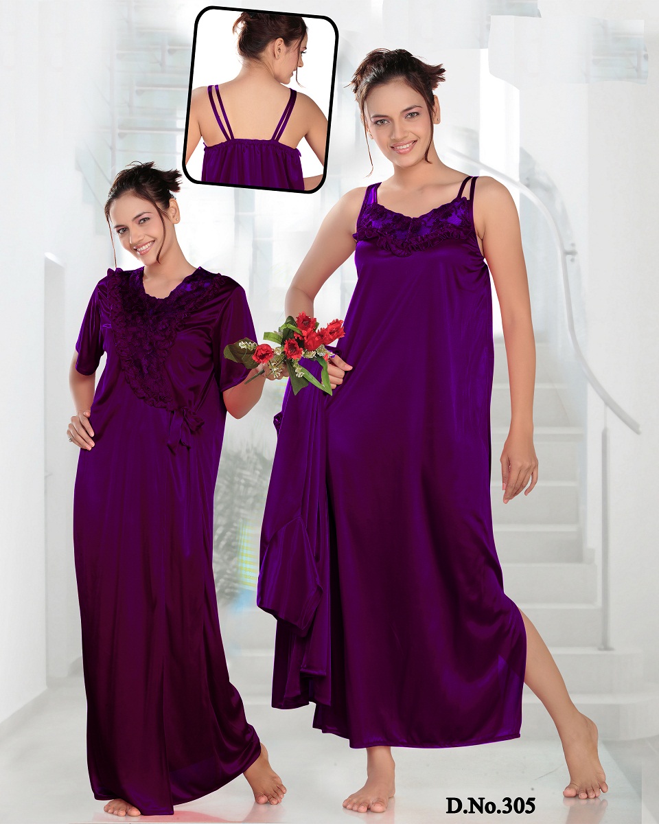 Buy women's 2pc Sleepwear set Nighty Over Coat 305 Dark Wine Night ...