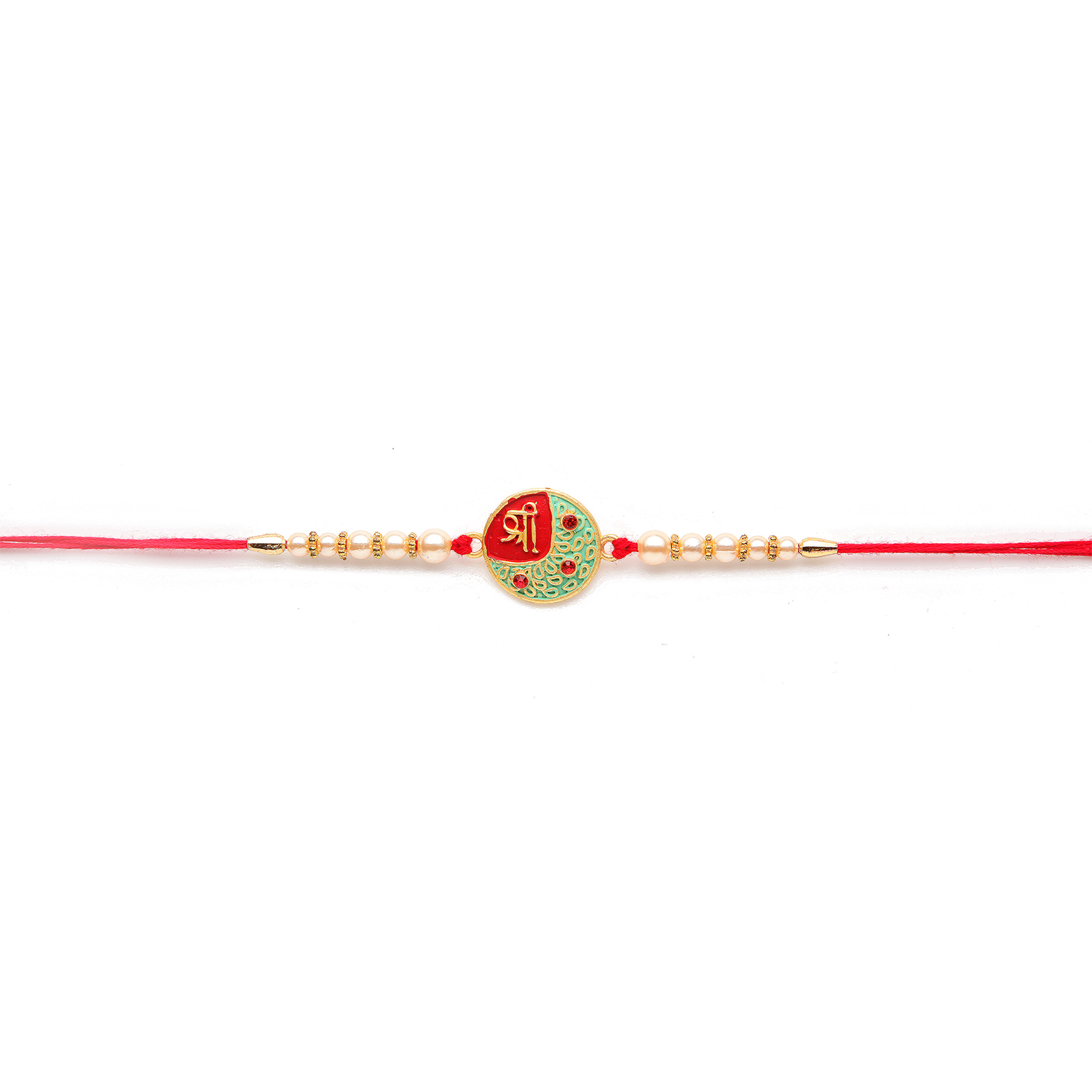 Buy Kord Store 'Shree' Mark Mint Mina Ruby Stone Thread Moti Gold ...