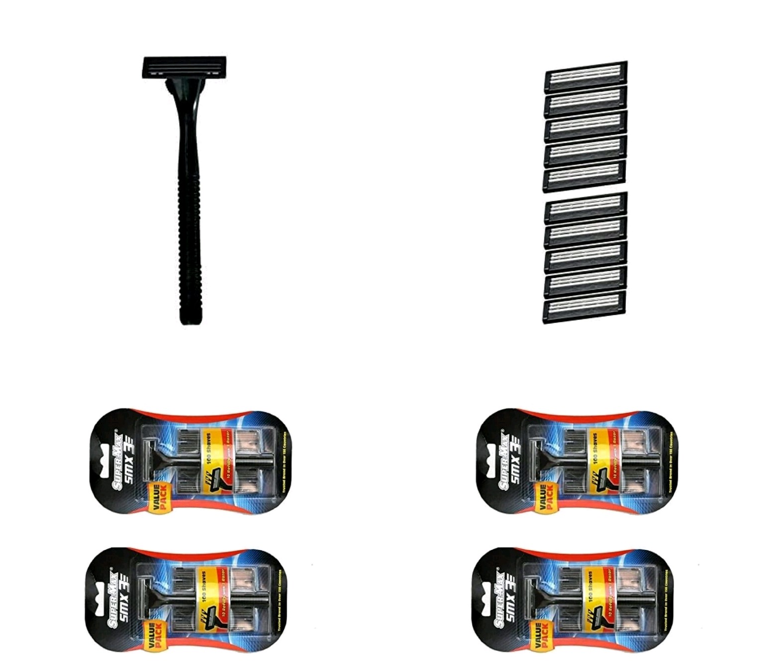 Buy Supermax Smx3 Manual Shaving Razor With 10 Blades (4 Razors, 40 ...