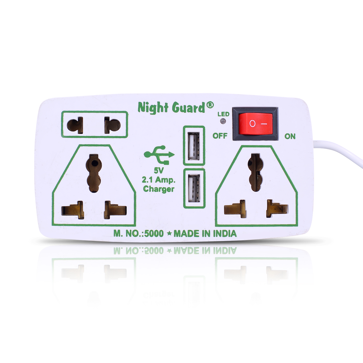 Buy NIGHT GUARD 3 Socket Extension Boards with 2 USB Socket.light ...