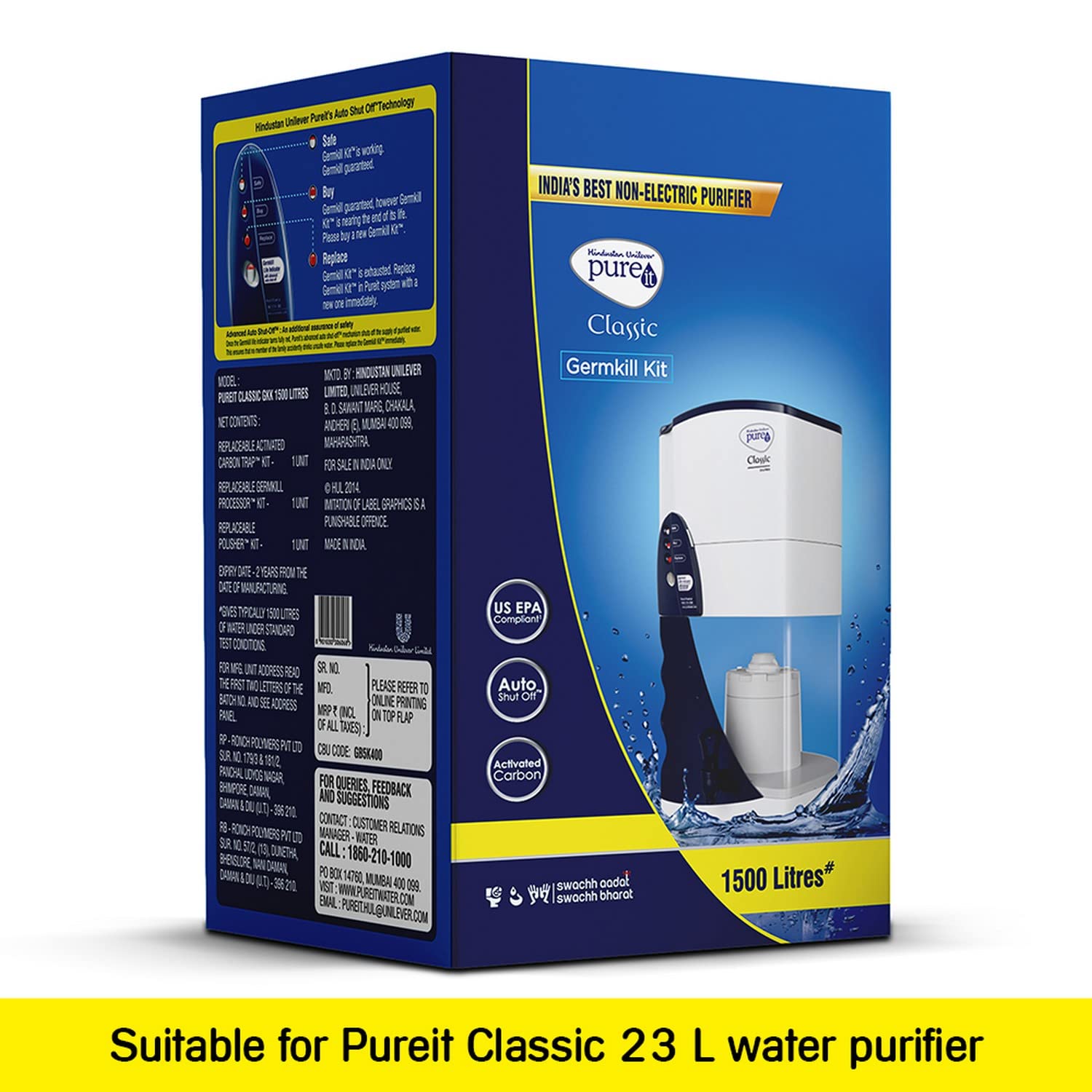 Buy HUL Pureit Germkill kit for Classic 23 L water purifier - 1500 L ...