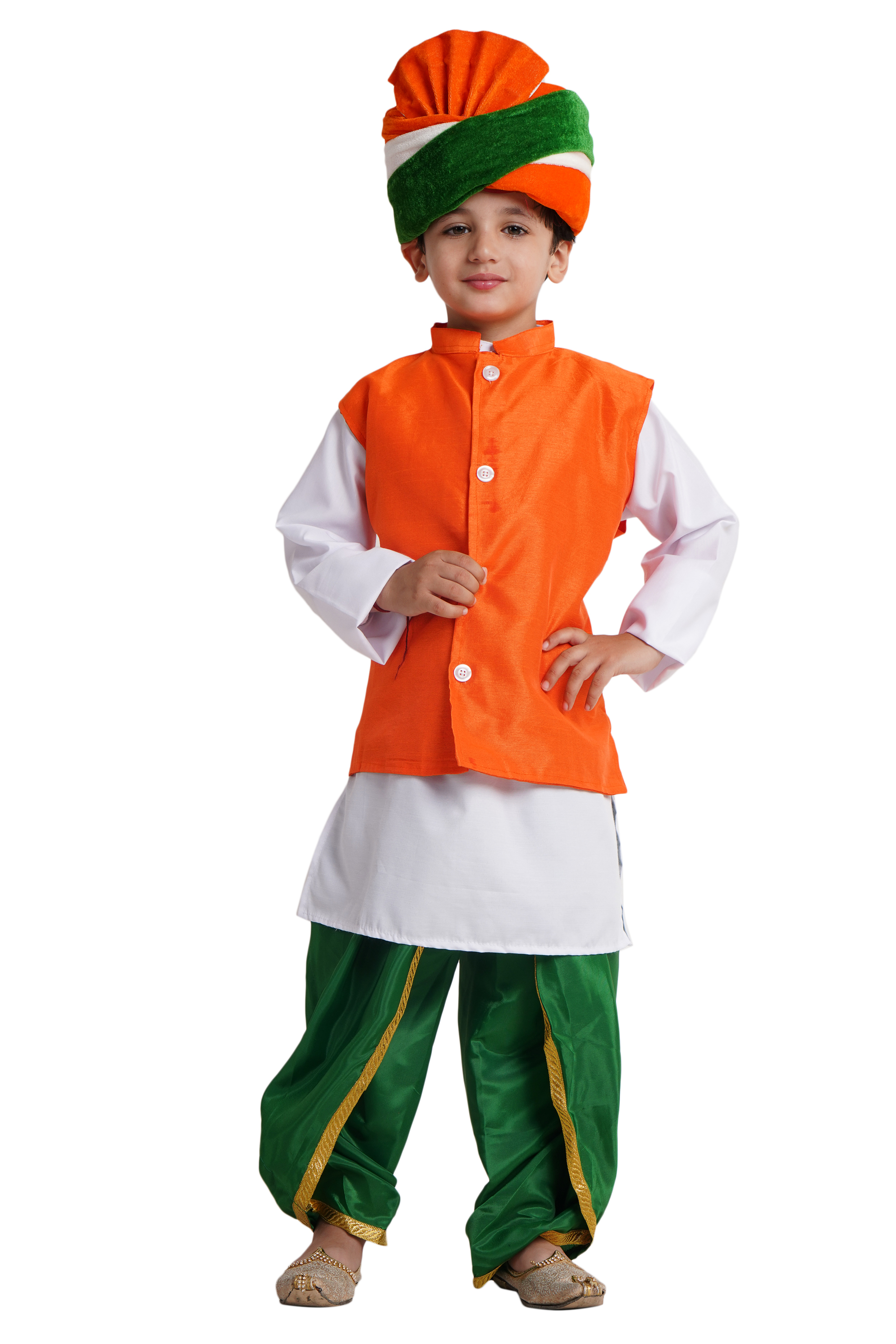 Buy Kaku Fancy Dresses Tricolor Dhoti Kurta Jacket Set with Safa For ...