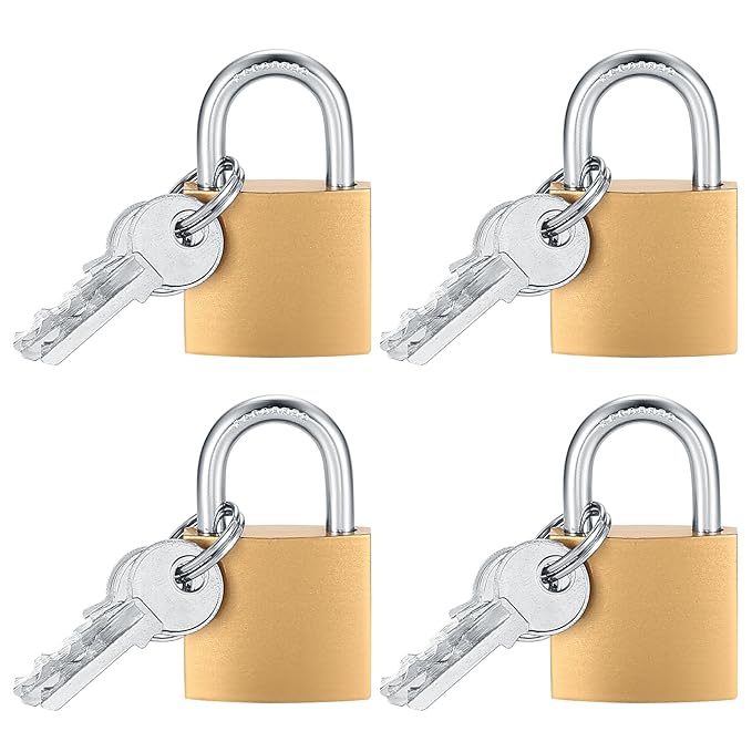 Buy (Pack of 4) Small Brass Padlocks with Keys 25mm - Ideal for Luggage ...