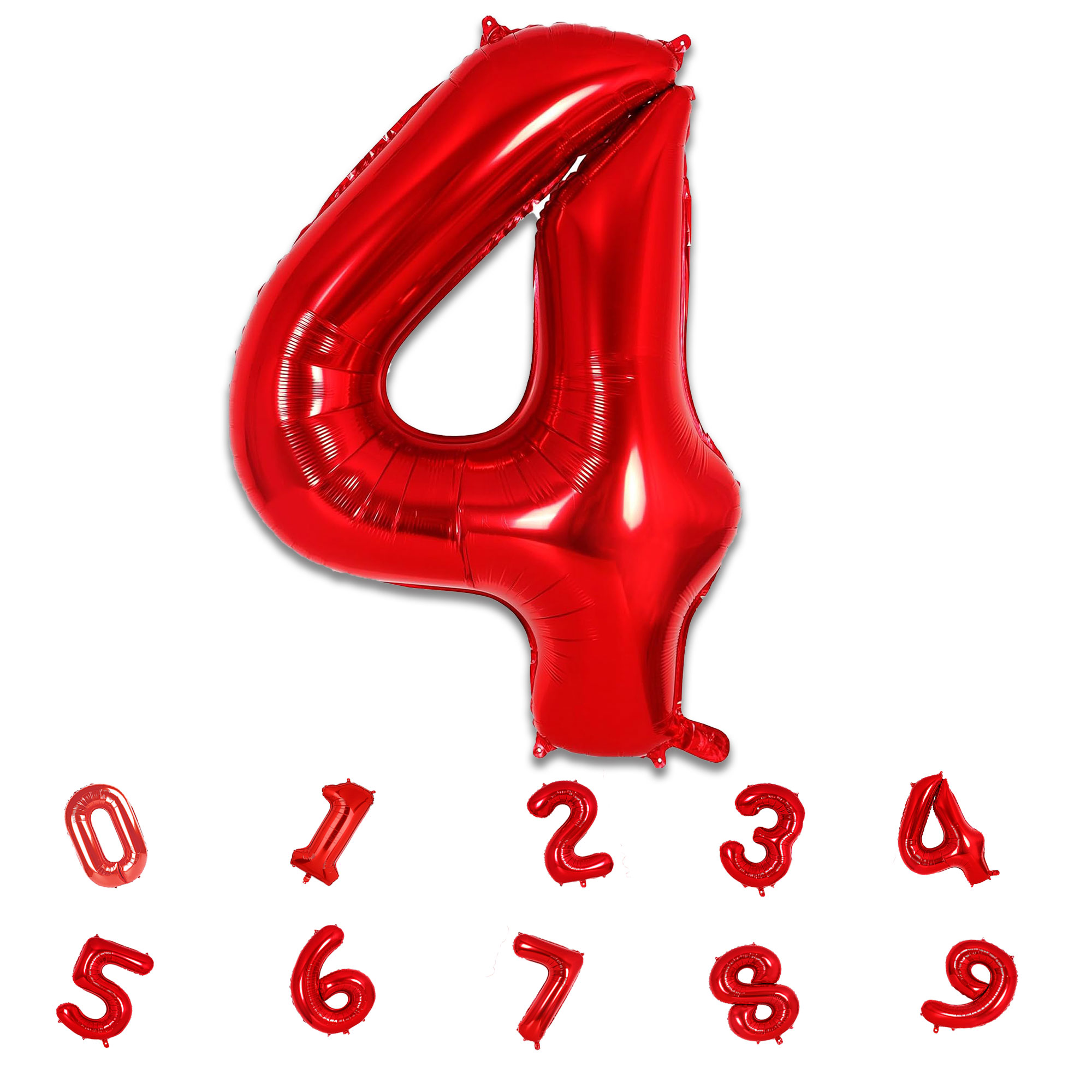 Buy Red Foil Number Balloons 4 32 Inch Helium Supported Birthday ...