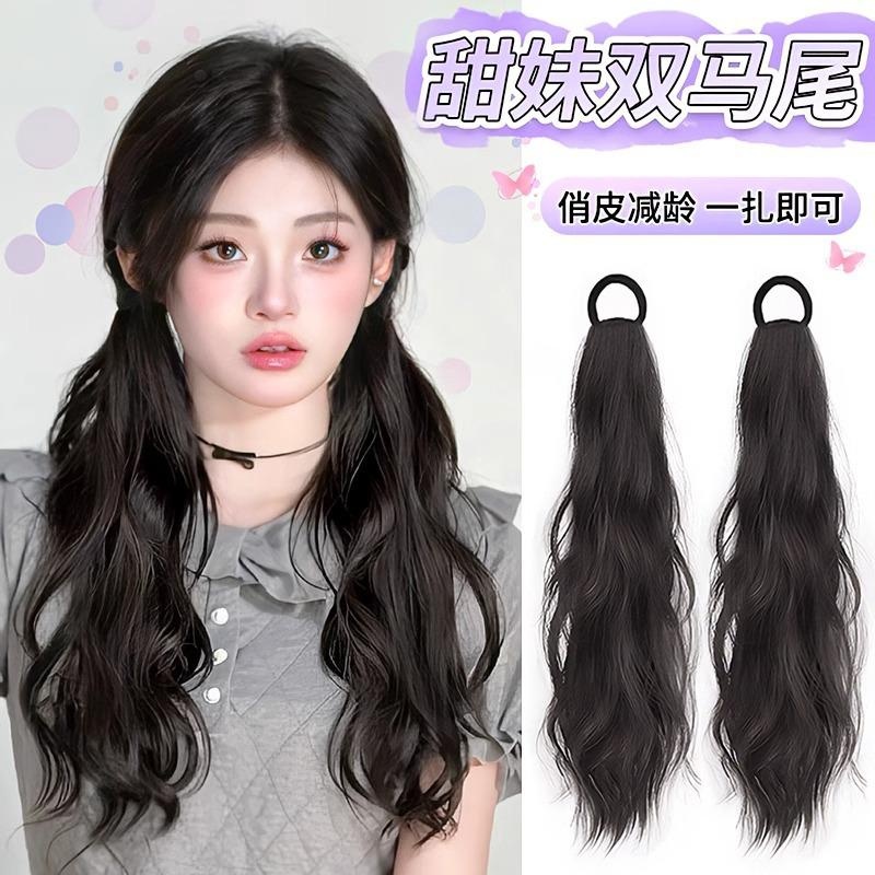 Buy Natural Real Human Hair Pony Tail Extensions, Clip-In Double ...