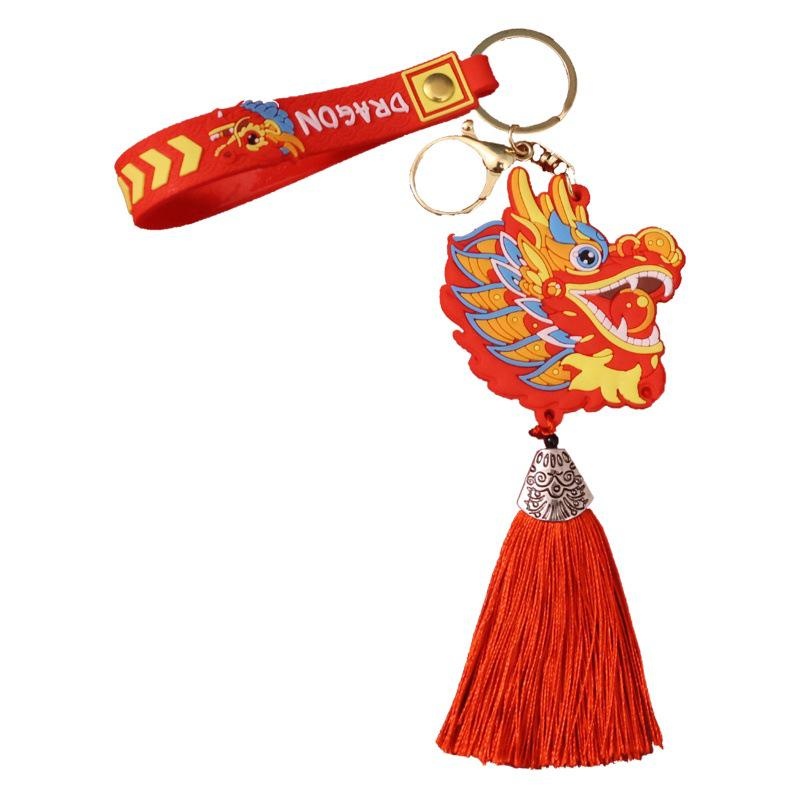 Buy Chinese Dragon & Lion Guardian Keychain, Auspicious Mascot Car ...