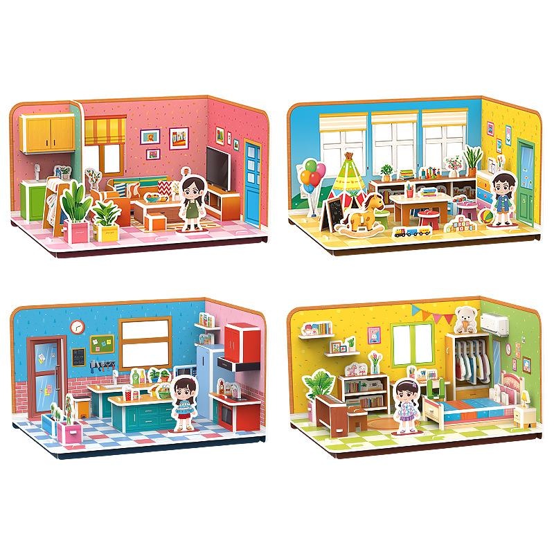 Buy 3D Paper House Model Kits for Kids - DIY Cardboard Dollhouse ...