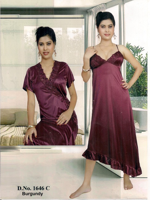 Buy Womens Sleep Set Sexy 2pc Nighty & Over Coat New Babydoll Burgundy ...