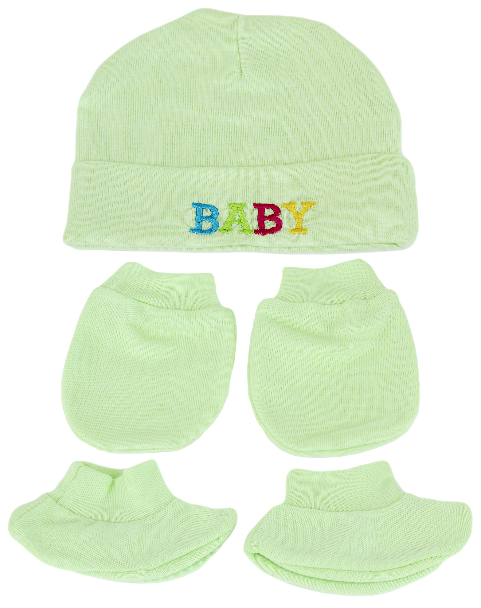 Buy Neska Moda 1 Set Green Baby Boys And Girls Mitten Cap And Booties ...
