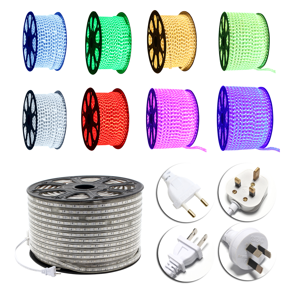 Buy 5 Meter White 220V LED Strip Light 60 LED/meter IP67 Waterproof ...
