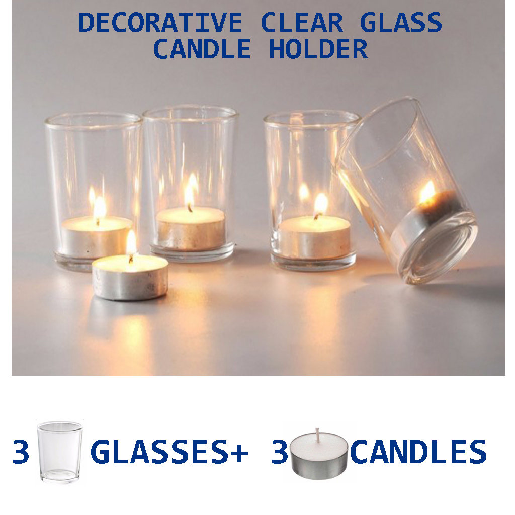 Buy Diwali Festival DECORATIVE 3 PIECE TEALIGHT CANDLE Glass HOLDERS ...