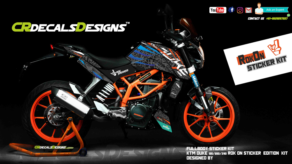 Buy CR Decals KTM DUKE 125/200/390 Custom Decals/ Wrap/ Stickers Full ...
