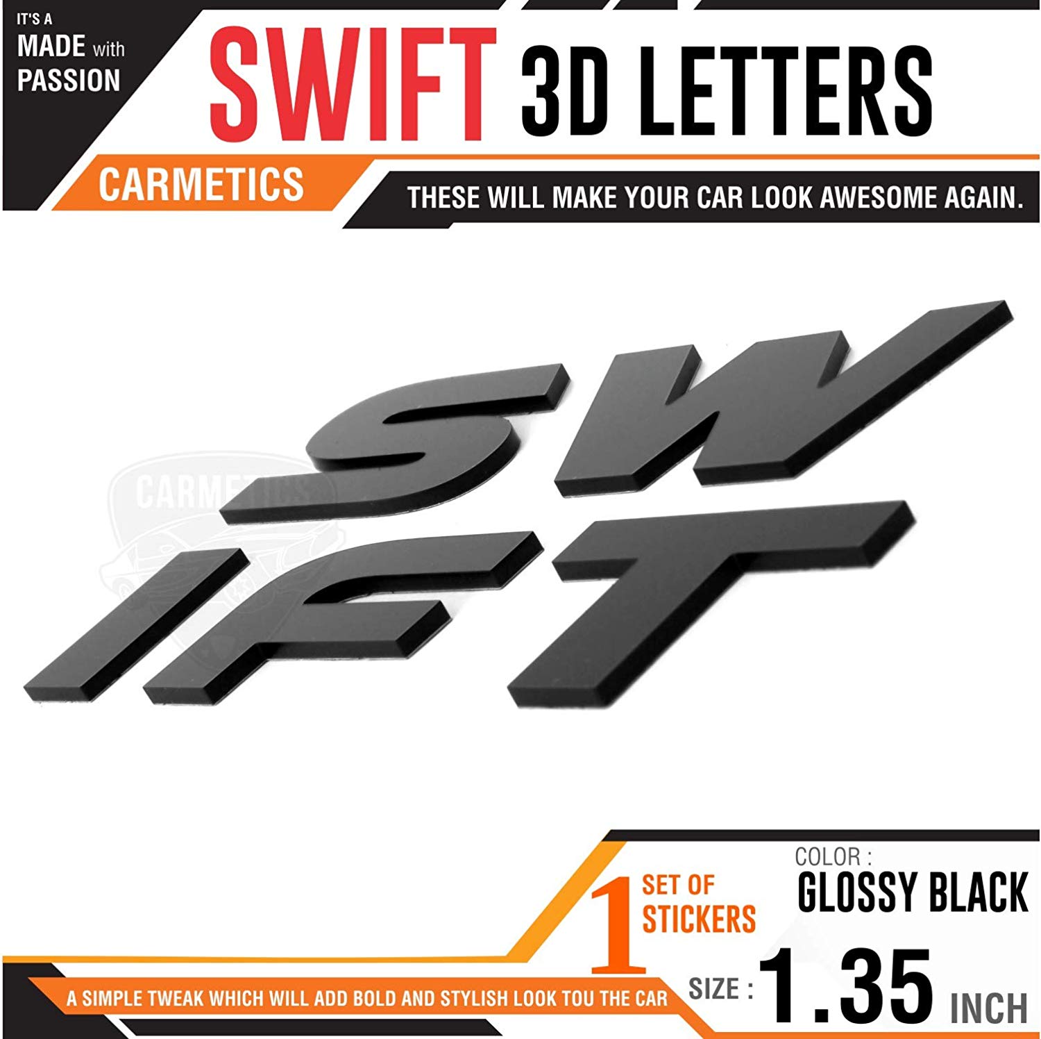 Buy CarMetics Swift 3D Letters for Maruti Suzuki Swift 2018 Mirror ...