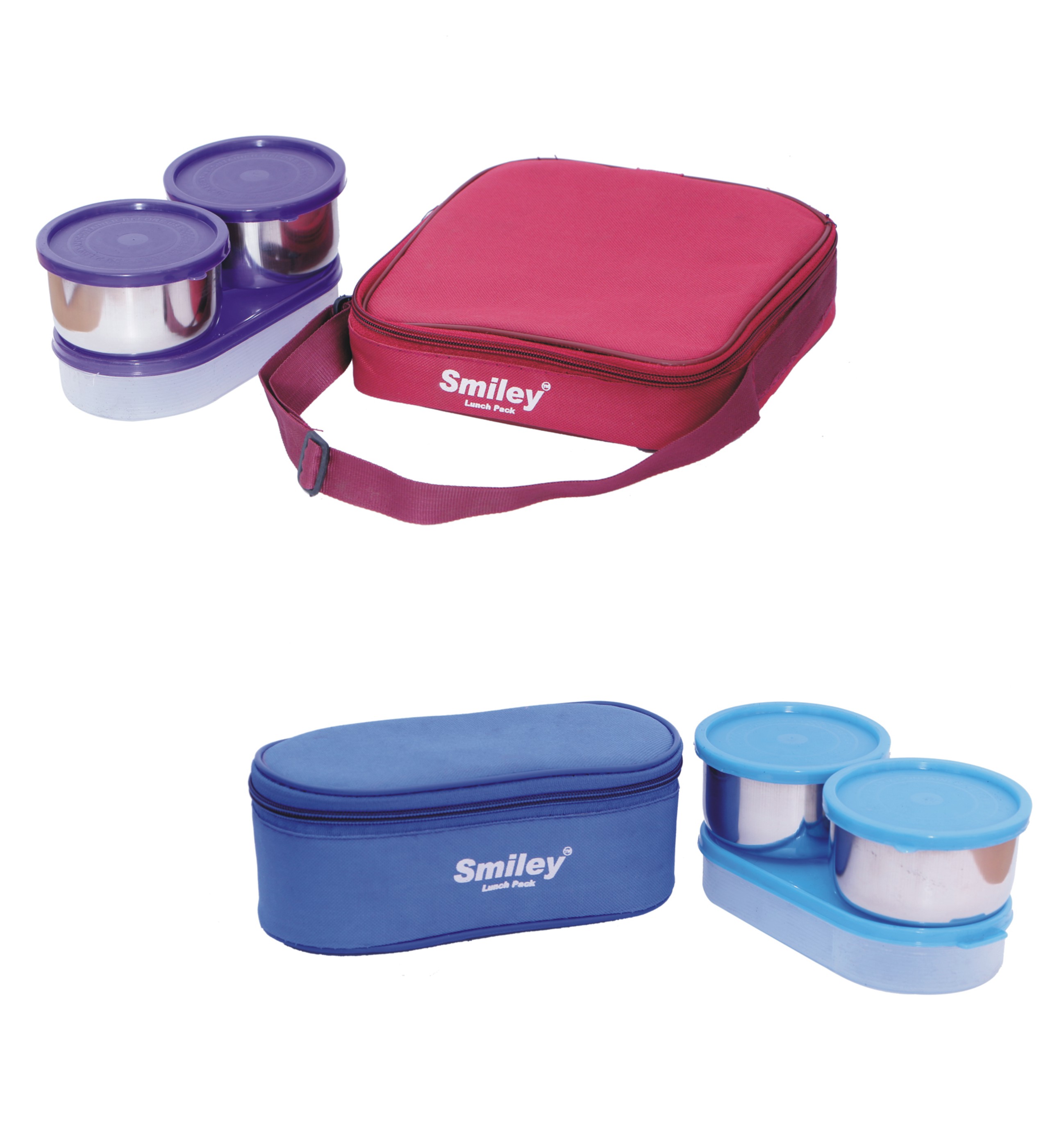 Buy Combo Andy Maroon & 3 in 1 Blue Lunch Box 4 Steel Containers & 2 ...
