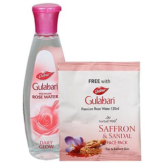 Buy Dabur-Gulabari Premium Gulab Jal-120 Ml + Free Herbal Saffron ...