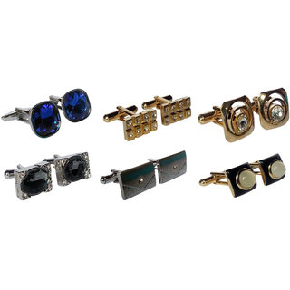 Buy Voici France Mens metal Cufflinks Classic Free Size golden and ...