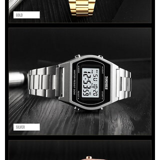 Buy Digital Sports Square Dial LED Watch - Unisex Stainless Steel Strap ...