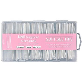 Buy 240 Pcs Extra Long Water Pipe Fake Nails - 3 Box Set of Transparent ...